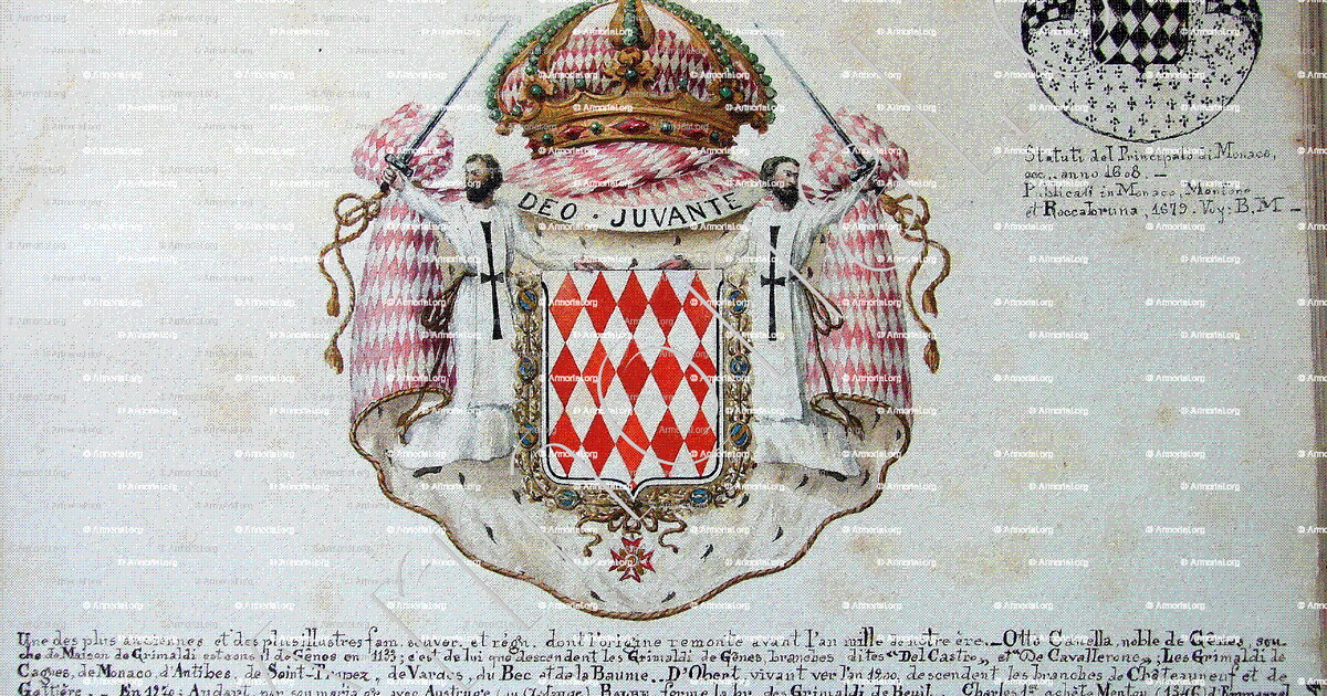 GRIMALDI de MONACO - Coat of arms, heraldry, etymology and origin ...